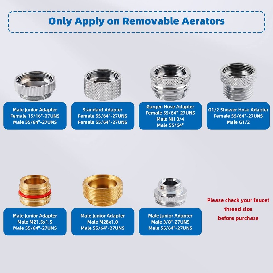 15 PCS Faucet Adapter Kit Brass Sink Aerator Adapters Male Female Sink ...