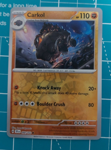 Pokemon TCG - Carkol 094/162 Reverse Holo - Temporal Forces - Pack ...