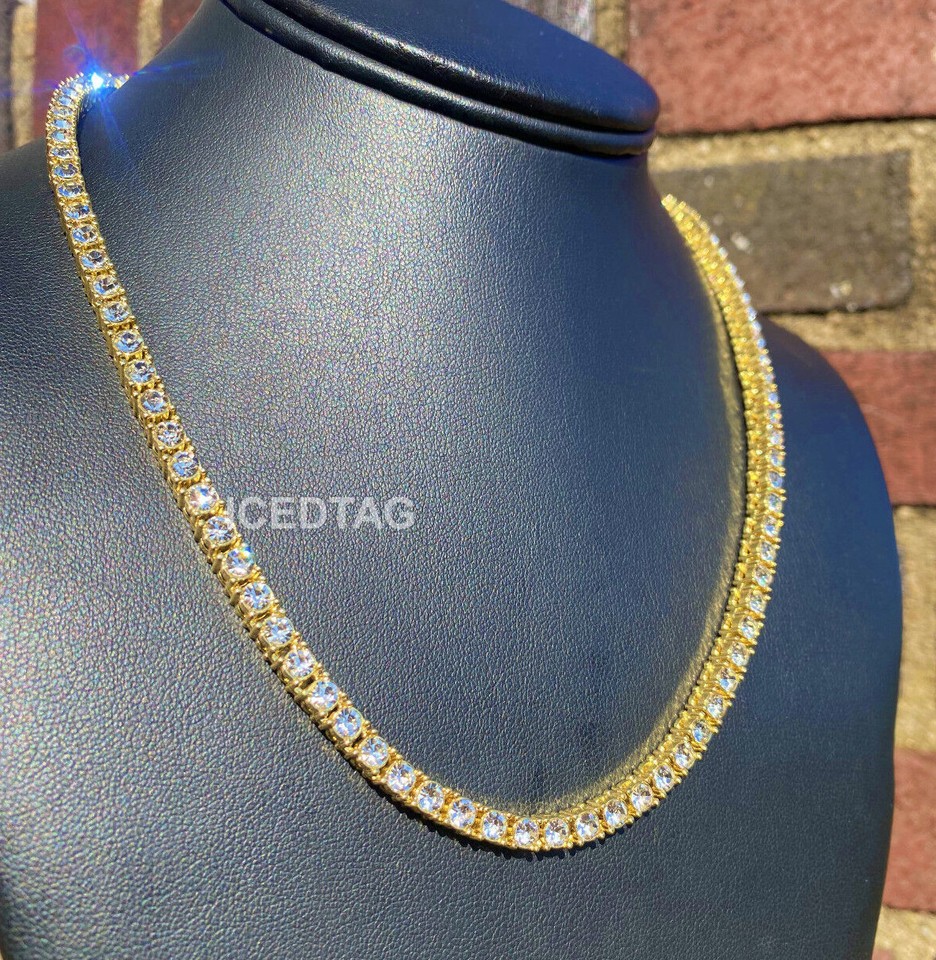 Tennis Link Chain Silver Plated Alloy Men Hip Hop CZ Necklace Jewelry ...