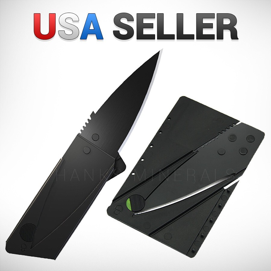 10x Credit Card Folding Knife Black Wallet Razor Sharp Hunting Camping ...