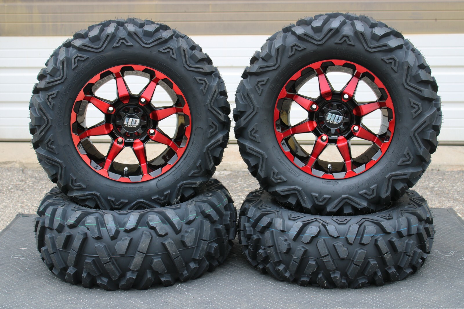 MULE PRO FXT 27" QUADKING 14" HD6 RED ATV TIRE & WHEEL KIT GP11K ...