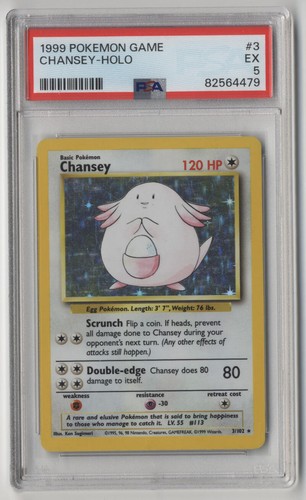 1999 Pokemon Base Set Chansey Holo PSA 5 EX 3/102 | eBay