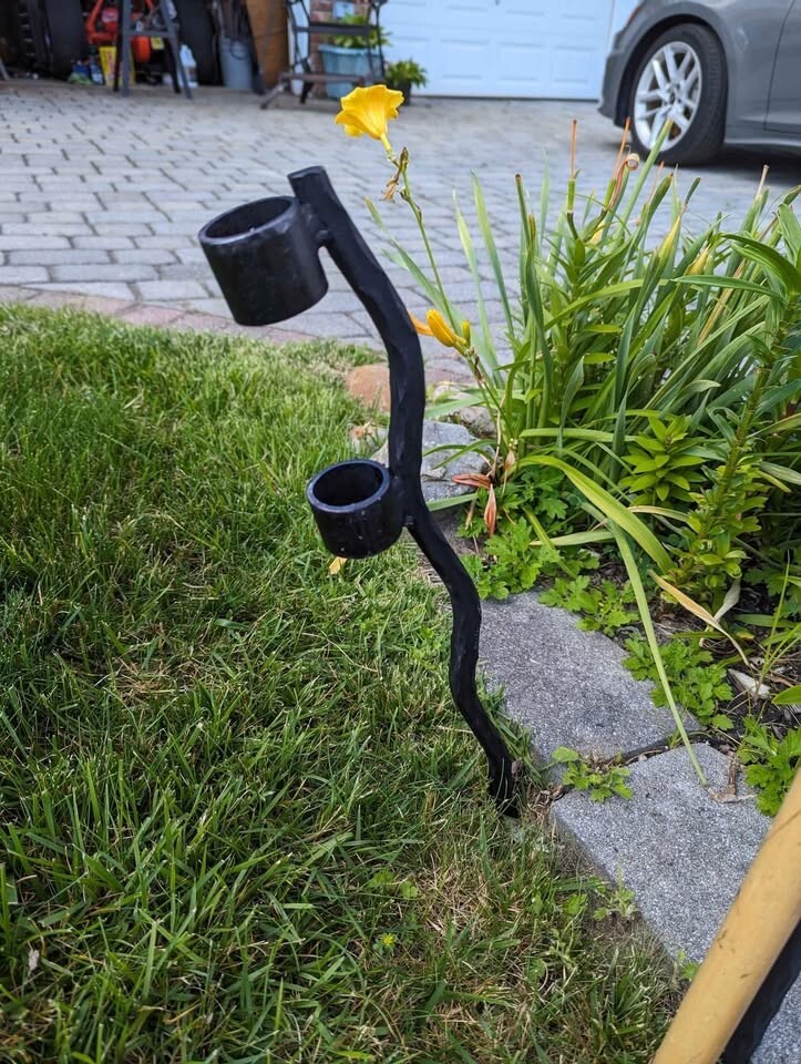 Steel WAVY Tiki Torch Holders (4-Pack) BlackSmith Hand Forged Iron Bar ...