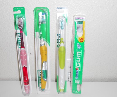Gum Toothbrush Lot of 4 Toothbrushes - Butler Sensitive & Sunstar Soft ...