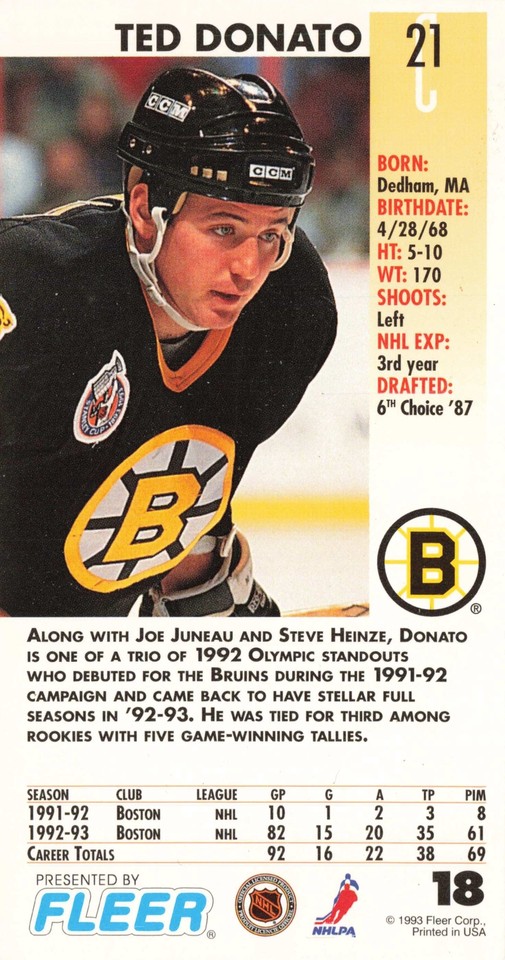 Ted Donato 1993 Fleer PowerPlay #18 Boston Bruins | eBay