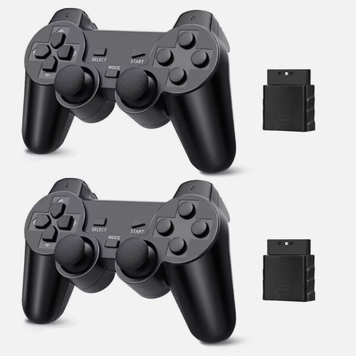 2 PACK 2.4Ghz Joystick Wireless Game Shock Controller Pad For PS2 ...