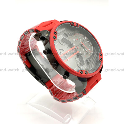 Diesel DZ7370 Mr Daddy 2.0 Red Gunmetal Stainless Steel Chronograph Men ...