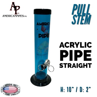 AMERICAN PIPES™ 2X10" STRAIGHT ACRYLIC WATER PIPE WITH PULL STEM &POKER ...