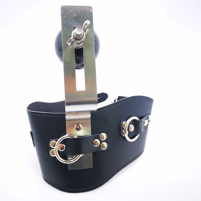 Leather Collar Steel plate fixed Ball Gags Slave Submissive binding ...