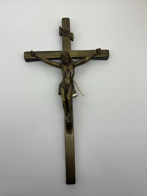 BEAUTIFUL 11.5" Vintage Lovell Mfg Brass Crucifix "INRI" Wall Hanging ...
