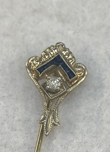 Vintage 14K Yellow Gold Solitaire Diamond/sapphire Stick Pin. DS | eBay
