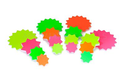 Neon Fluorescent Stars Price Display Sales Cards day glo Labels Shop ...