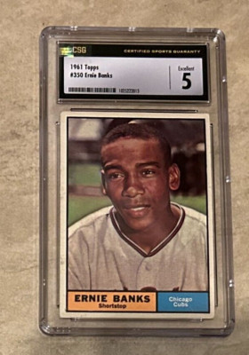 1961 Topps Ernie Banks #350 Chicago Cubs CSG Graded 5 EX | eBay