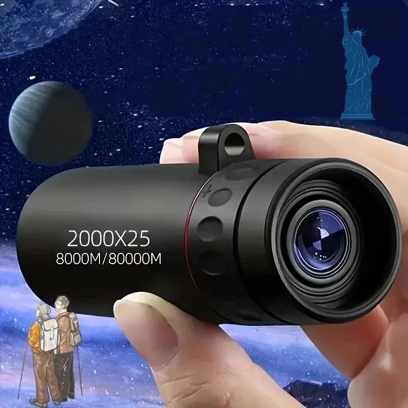 2pcs 2000X25 Hd Monocular Telescope Compact, Portable Scope For Hunting ...