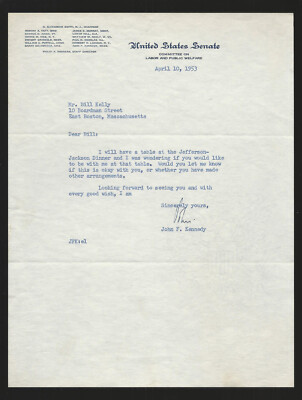 United States Senate Document Signed by President John F Kennedy Auto ...