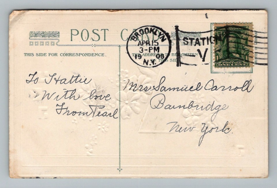 Vintage Easter Lord is Risen postcard posted Ben Franklin 1 cent stamp ...