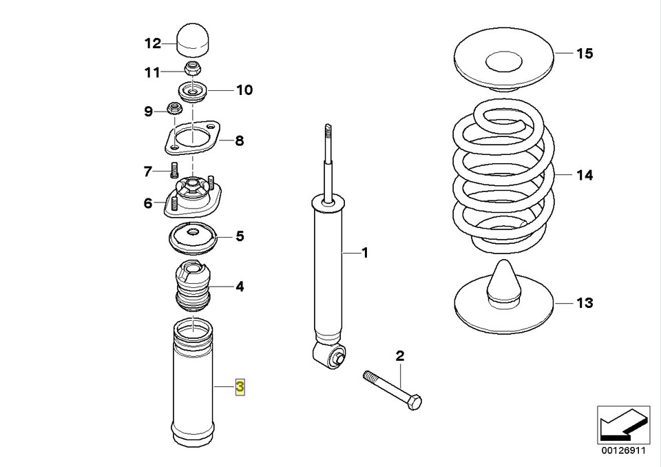 BMW E36 E46 E85 E86 Rear Damper Dust Shield 1136283 33521136283 New ...