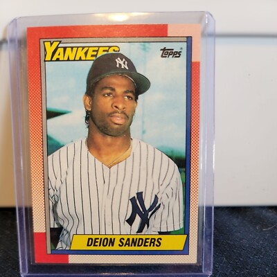 DEION SANDERS BASEBALL ROOKIE CARD 1990 Topps # 61 -NYY (Pro Football ...