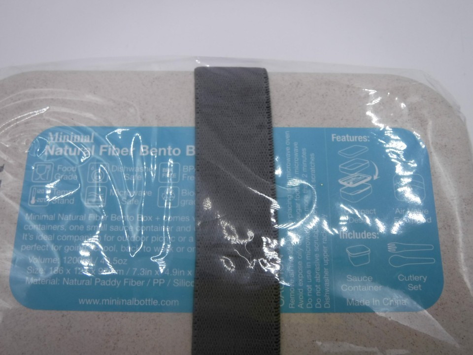 Minimal Natural Fiber Bento Box Plus, 1200ml with Sauce Container ...