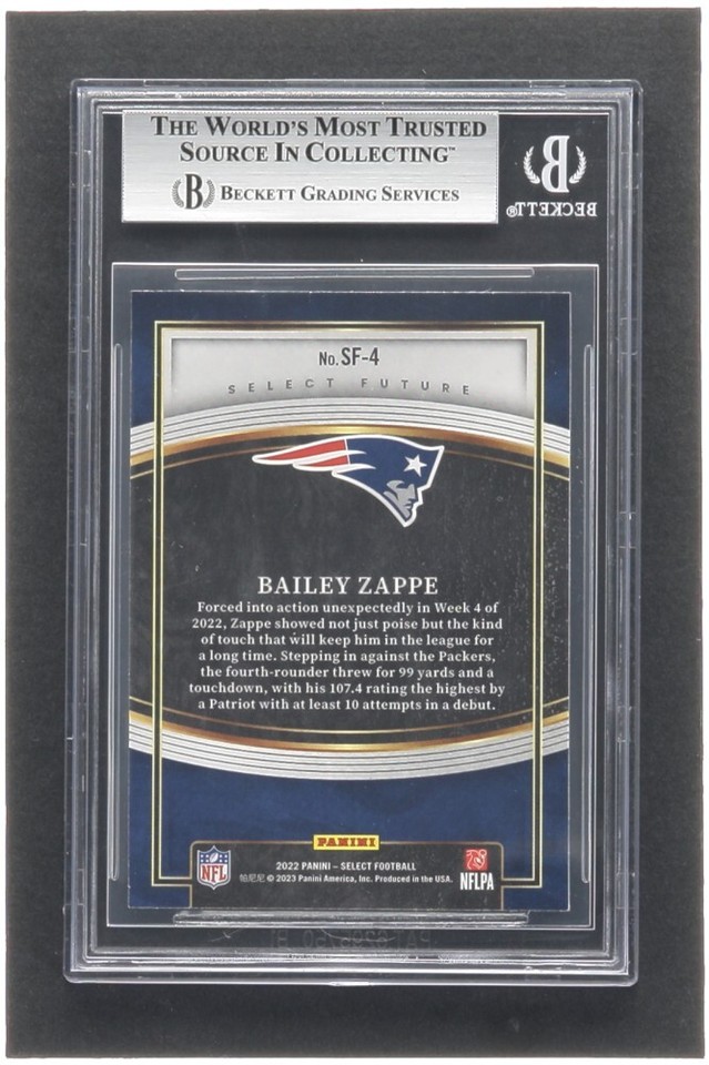 2022 Panini Select Future #4 Bailey Zappe RC Football Card BGS 9 ...