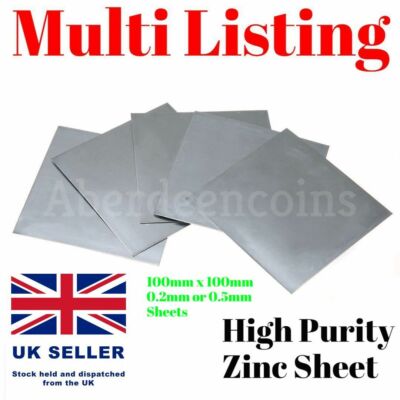 99.9% High Purity Pure Zinc Sheet Plate Metal Science Lab Hobby Arts ...