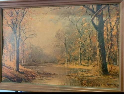 Vintage Robert Wood - “October Morn” Landscape Large Painting | eBay