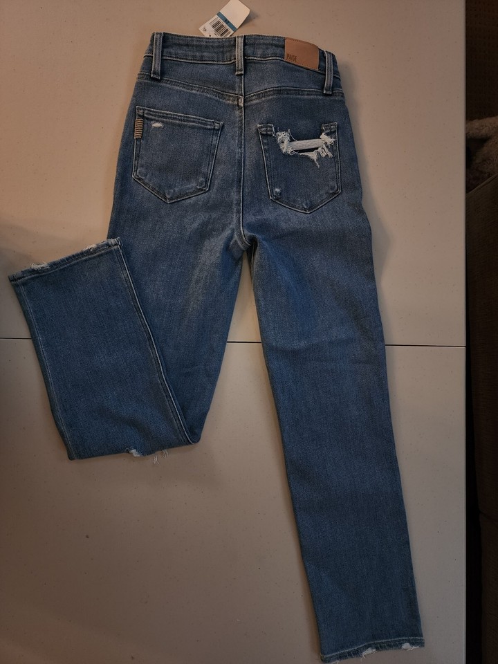 Pistola Cassie Distressed High-Rise Straight-Leg Jeans Size 30 Button ...