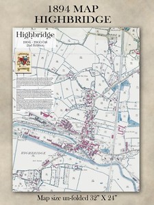Highbridge - Somerset - Full Size fold out Vintage Map c1894 - High ...