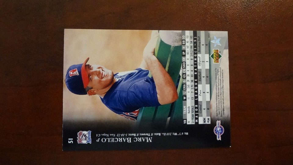 1995 UPPER DECK # 51 MARC BARCELO BASEBALL CARD | eBay