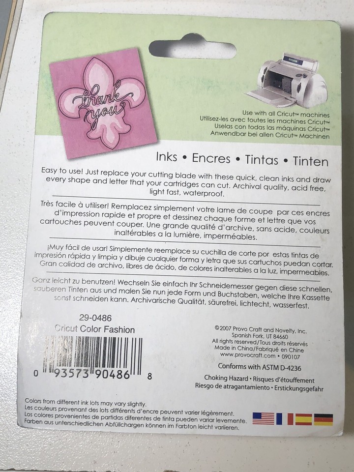 NEW Cricut Color Fashion Ink Collection 5 Ink Cartridges By Provo Craft ...