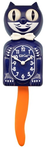 Kit-Cat Klock Galaxy Blue White Bow Tie and Orange Tail Clock | eBay