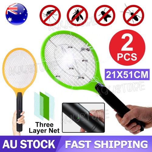 2x Electric Bug Zapper Tennis Racket Mosquito Fly Swatter Insect Killer ...