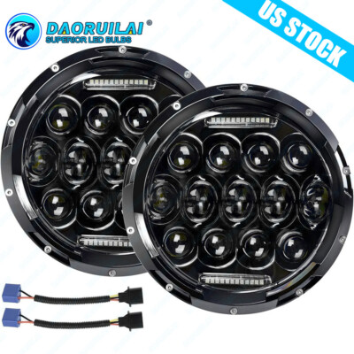 For Suzuki Samurai SJ410 7 inch LED Round Headlights Pair DRL Hi/Lo ...