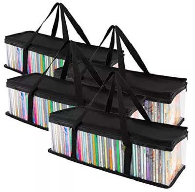 Pack of 4 Portable CD Storage Bags Disc CD Carry Case, Clear Covers ...