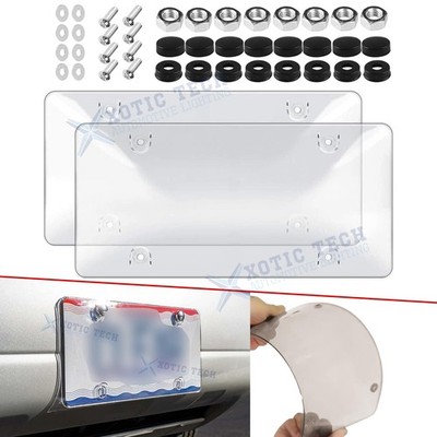 Rust-Proof Clear Transparent License Plate Cover Guard Standard US w ...