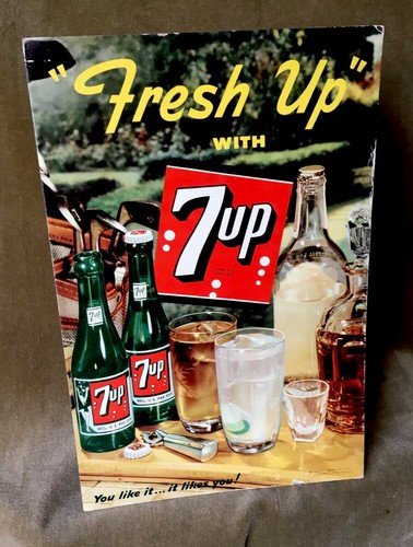 Vintage 7Up Advertising Sign - Stand Up Cardboard 1950 | eBay