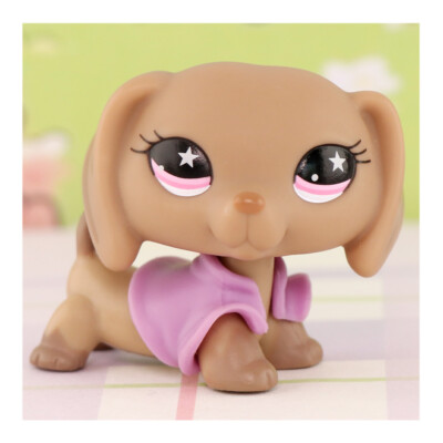 Pet Shop LPS Dachshund Dog 932, lps Tan Body Dachshund Dog Pink Star ...