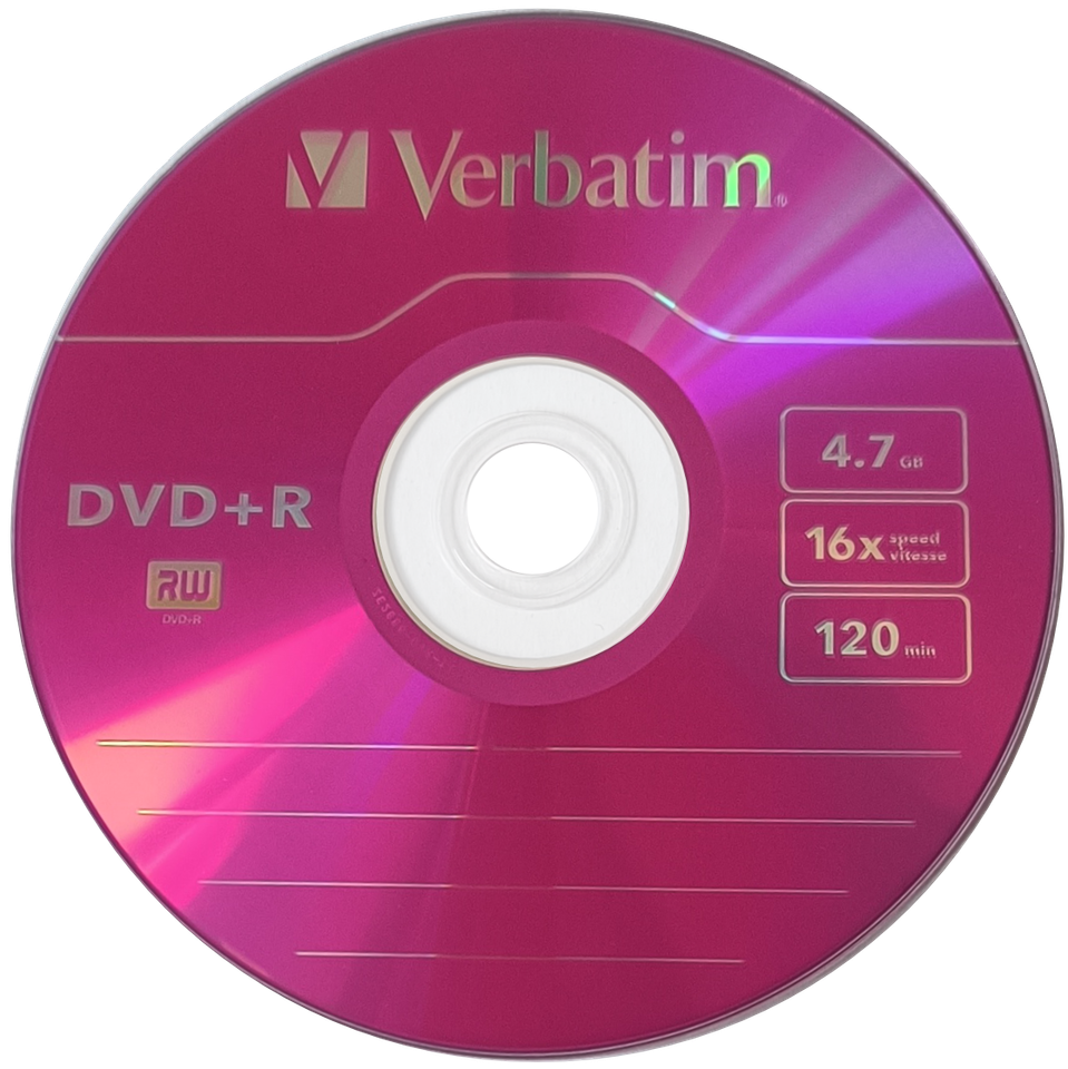 Blank Verbatim 4.7Gb DVD+R Azo Colour Discs x16 Speed 120 Min 100 Year ...