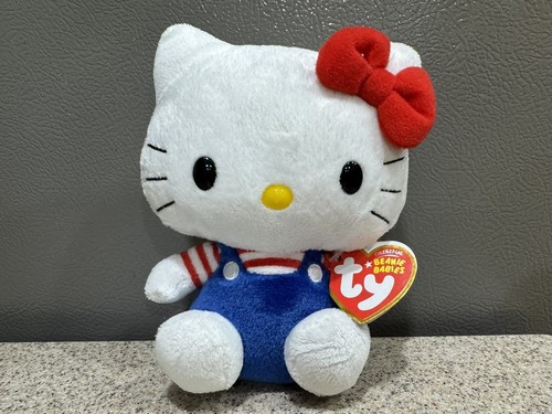 Ty Beanie Babies Sanrio Hello Kitty Blue Overalls Red Bow Plush Stuffed Animal 8421408153| eBay
