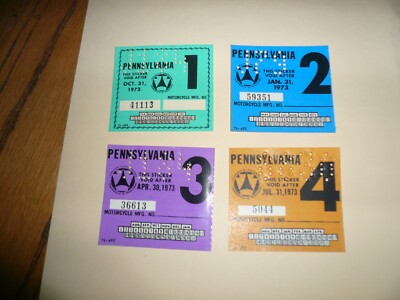 1973 Pennsylvania Inspection Sticker Pa Penna - Motorcycle #1, 2, 3, 4 ...