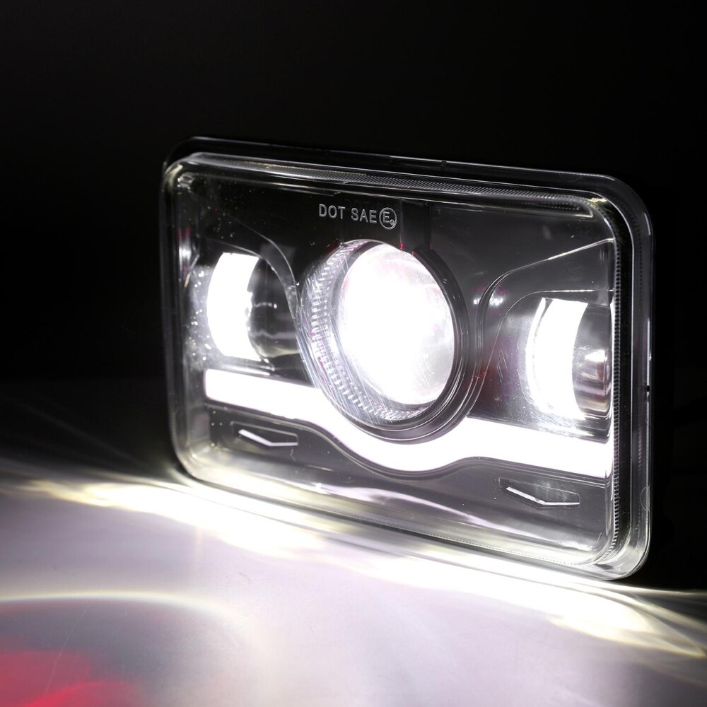 4pcs Rectangular 4X6" LED Headlights Hi-Lo Beam Headlamps Projector ...