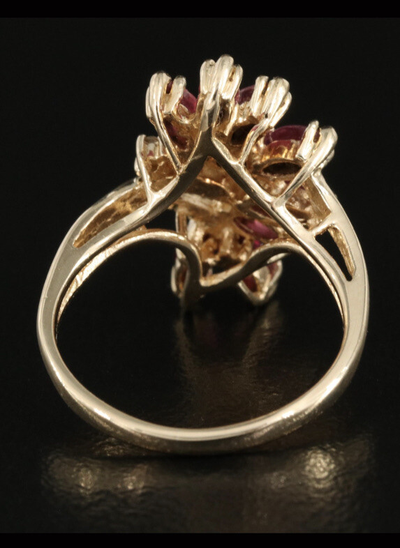 14k Ruby And Diamond Antique Vintage Estate Ring - Gem