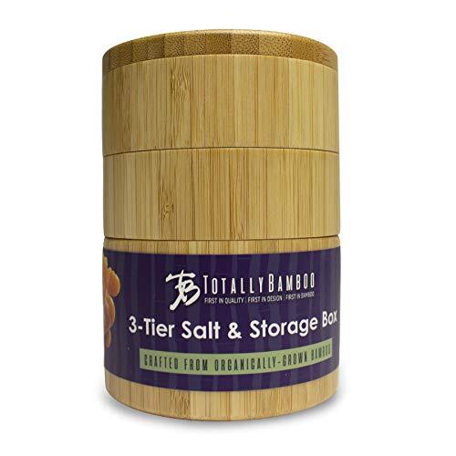 3 Tier Bamboo Kitchen Salt and Pepper Storage Box with Magnetic Swivel ...
