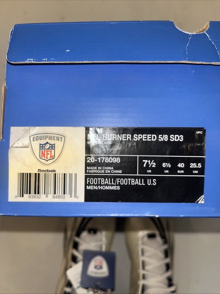 Reebok Men’s NFL Burner Speed 5/8 SD3 Football Cleats Size US 7.5 Black ...