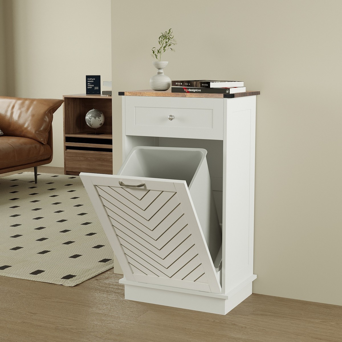 Freestanding Trash Recycling Cabinet Free Standing Waste Bin Kitchen