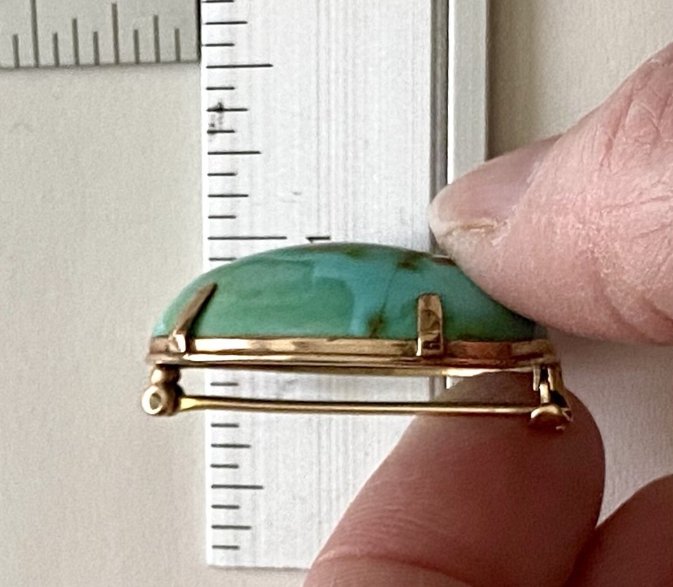 Antique Victorian TURQUOISE MATRIX BROOCH - 14K Gold Mounting (5F103 ...