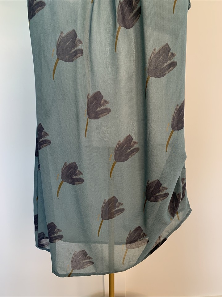 CAbi Tulip Sz XS #984 Green Back Tie Pullover Sleeveless Chiffon Tunic ...