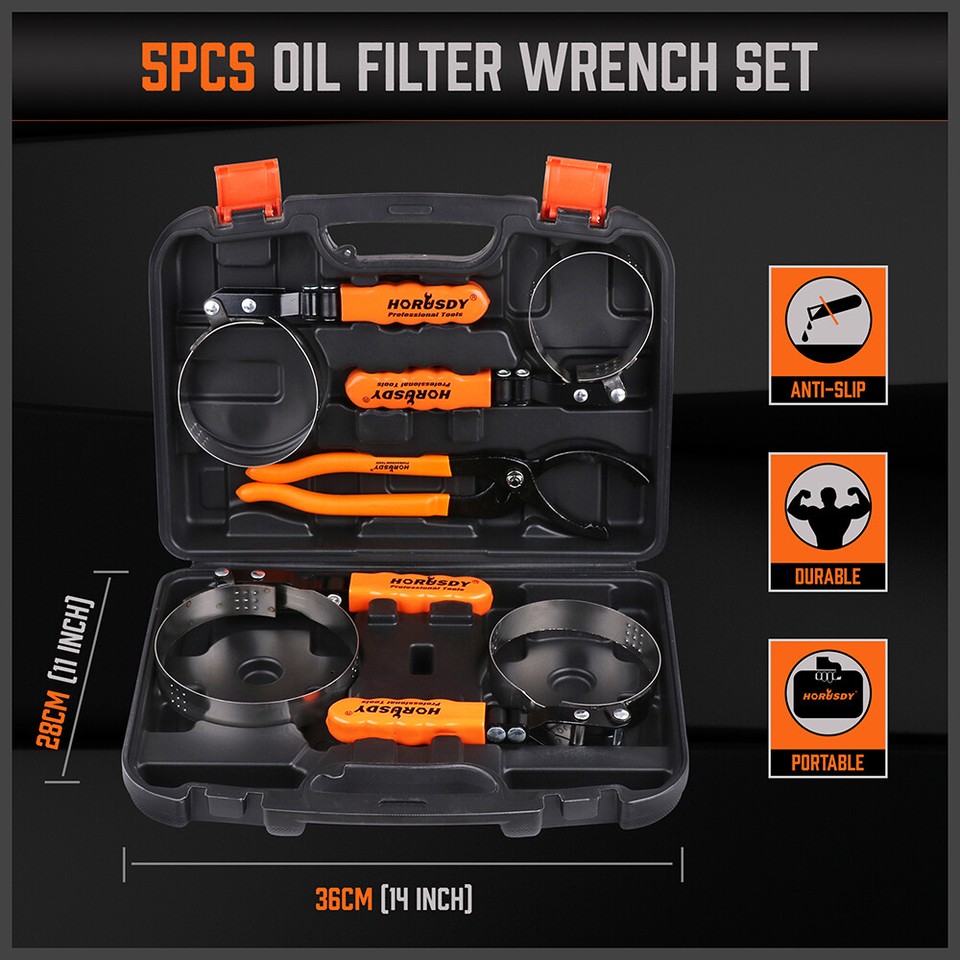 5-Swivel Oil Filter Wrenches 2-3/4" - 5-1/4" 68.85-133.35mm 12 ...