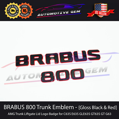 BRABUS 800 Emblem GLOSS BLACK RED Rear Trunk Luggage Lid Logo Tailgate ...