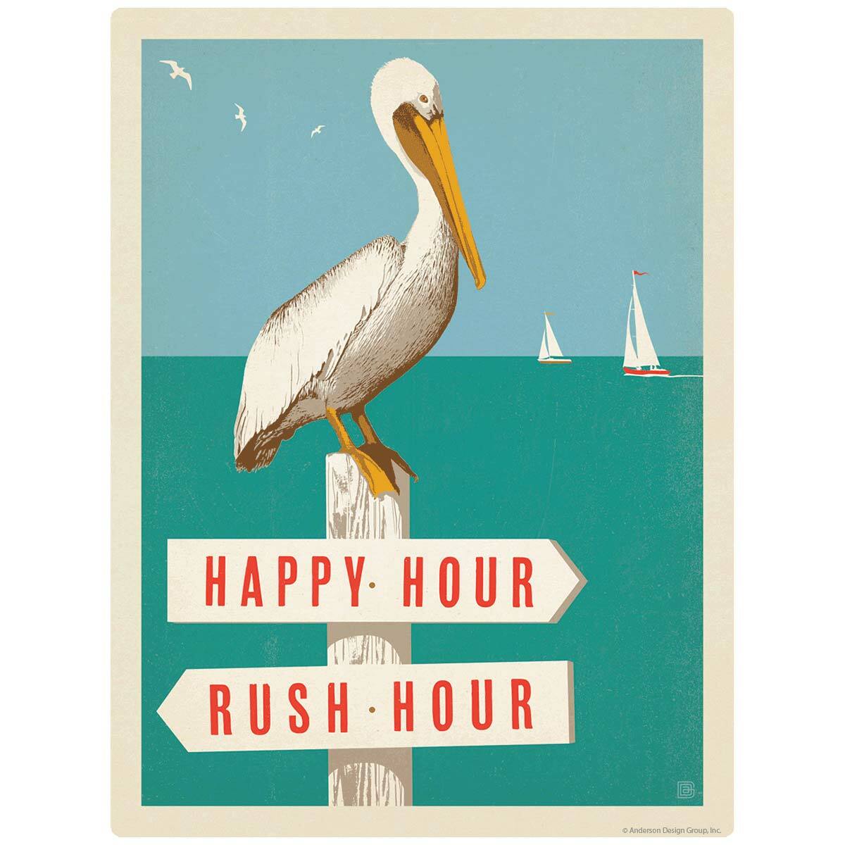 Happy Hour Pelican Decal Peel and Stick Decor | eBay